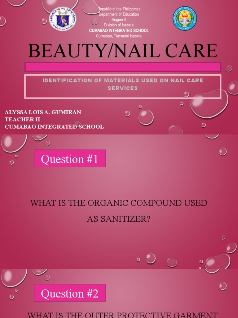 Identification of Nail Care Materials | PDF | Nail (Anatomy) | Chemistry