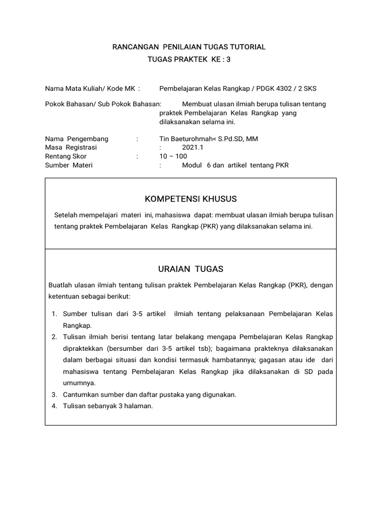 PKR - Tugas Tutorial 3 | PDF