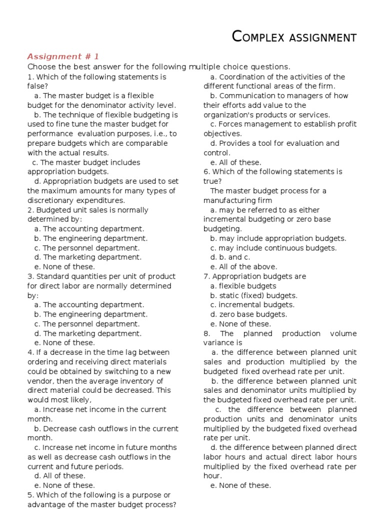 Complex Assignment | PDF | Budget | Economies