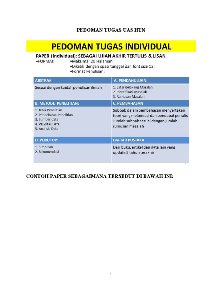 Pedoman & (Contoh Paper) Tugas Uas HTN | PDF | Qualitative Research