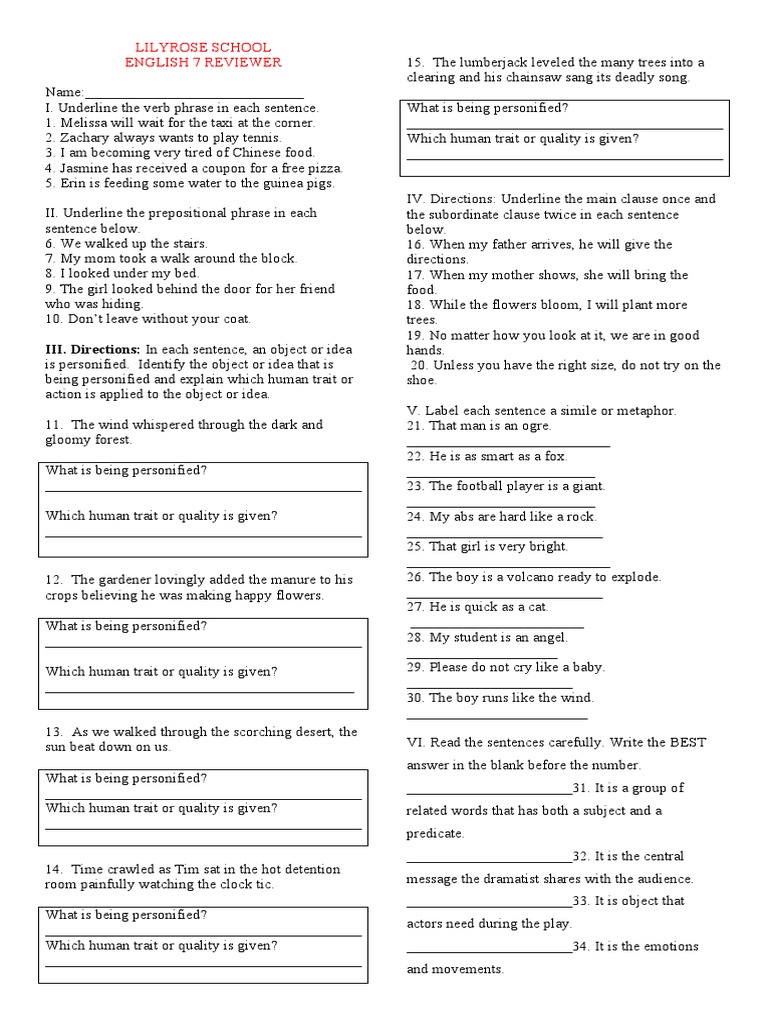 ENGLISH REVIEWER Achievement | PDF | Clause | Syntax