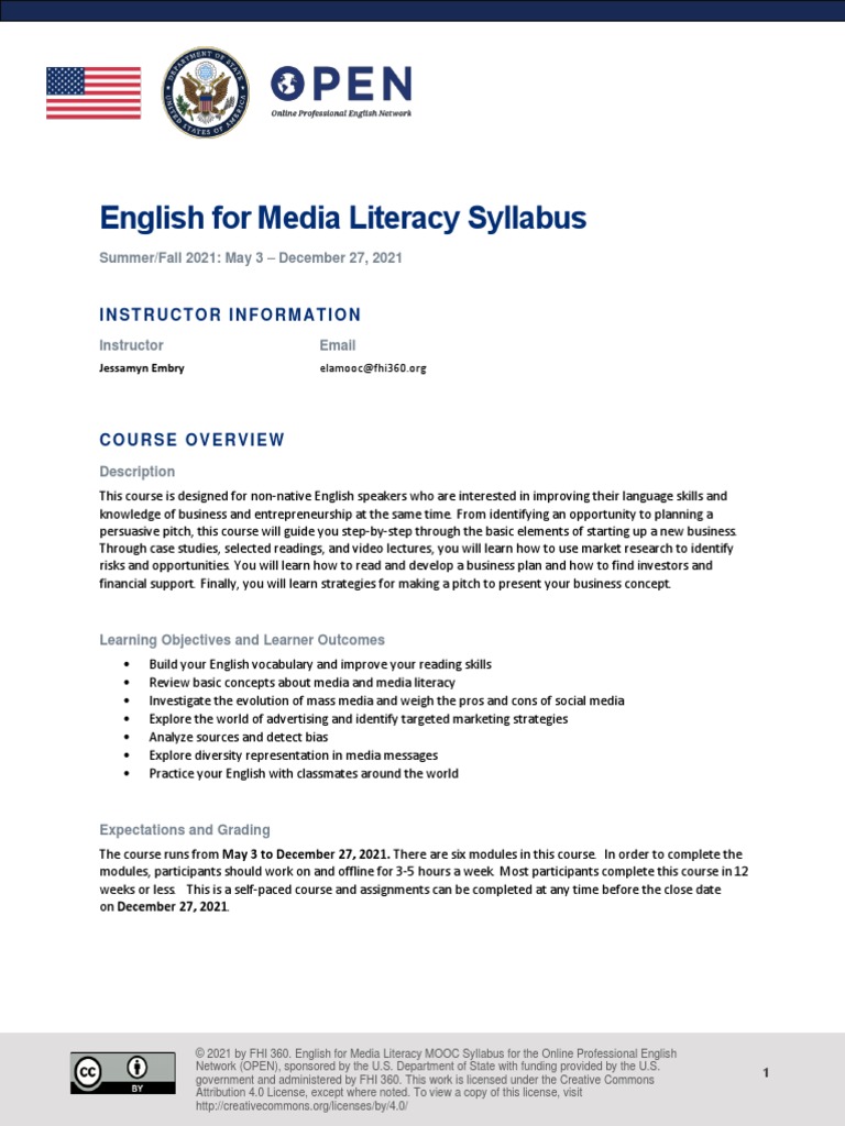 Canvas Syllabus English Course | PDF | Massive Open Online Course ...