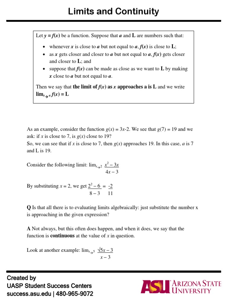Limits And Continuity Pdf Function Mathematics Continuous Function