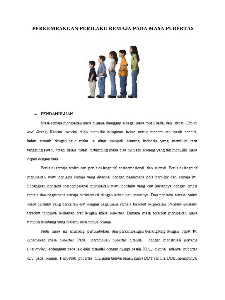 Perkembangan Perilaku Remaja Pada Masa Pubertas | PDF | Pengembangan Diri