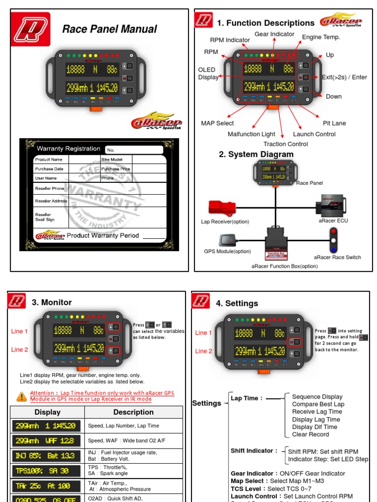 Race Panel Manual: 1. Function Descriptions | PDF | Ignition System ...