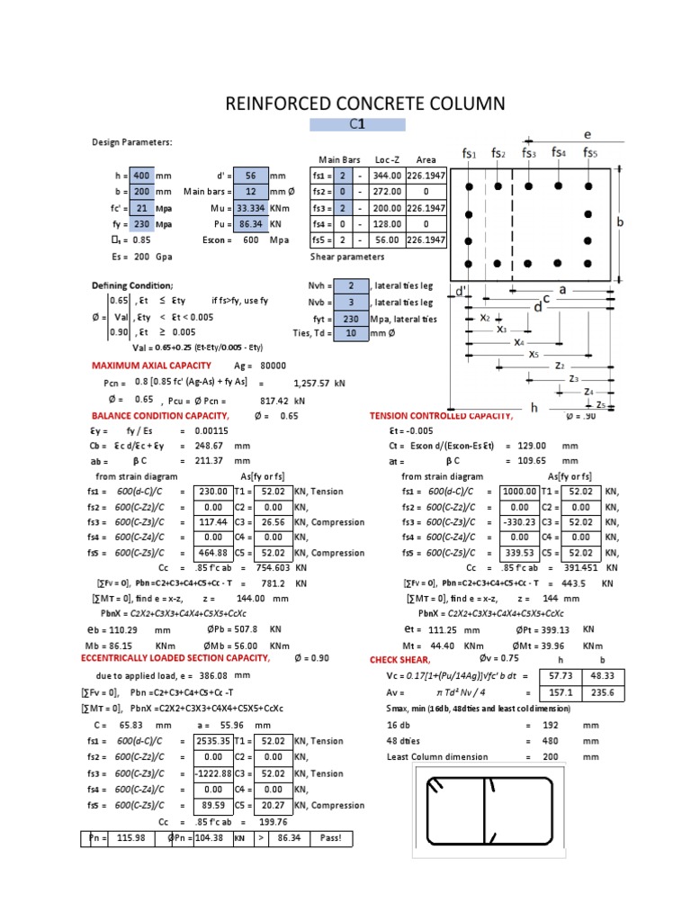 Column Design 5rows V1 | PDF | Reinforced Concrete | Concrete