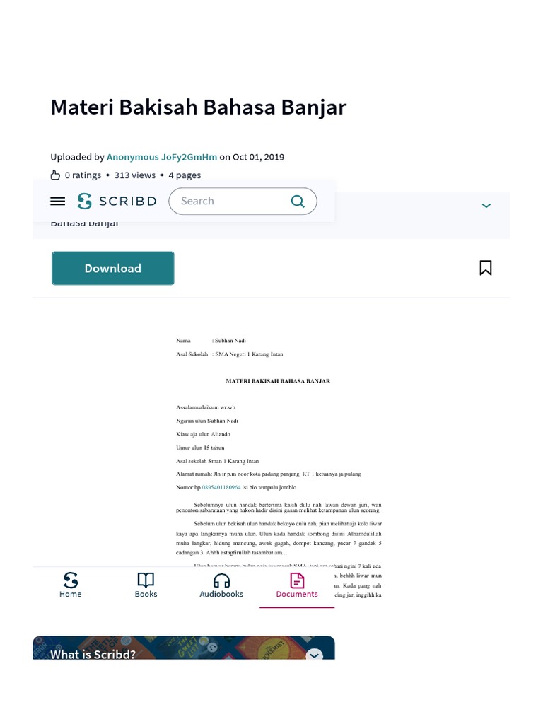 Materi Bakisah Bahasa Banjar - PDF | PDF