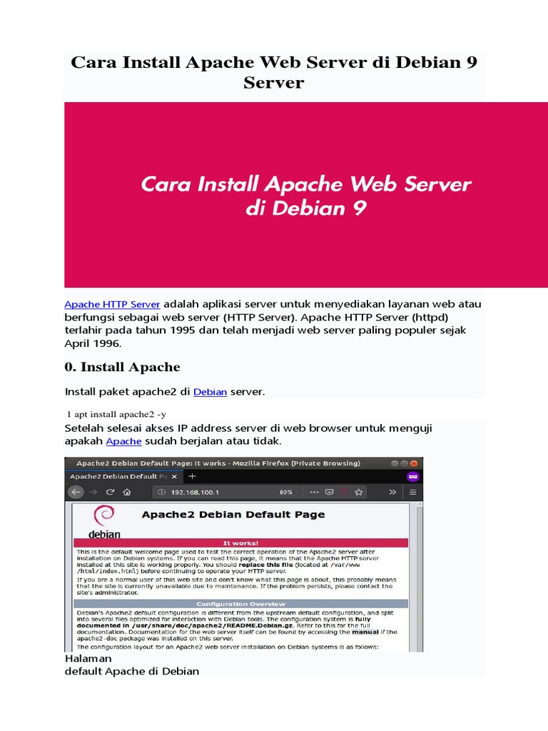 Cara Install Apache Web Server Di Debian 9 Server | PDF