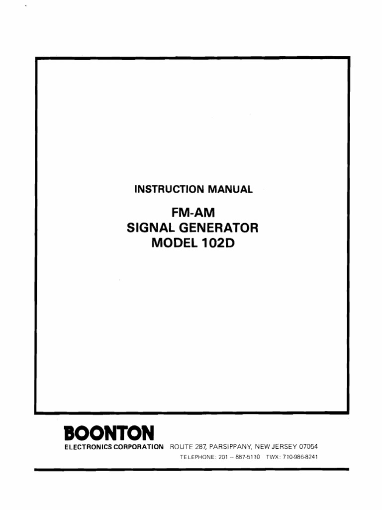 Boonton 102d Signal Generator Instruction Manual | PDF