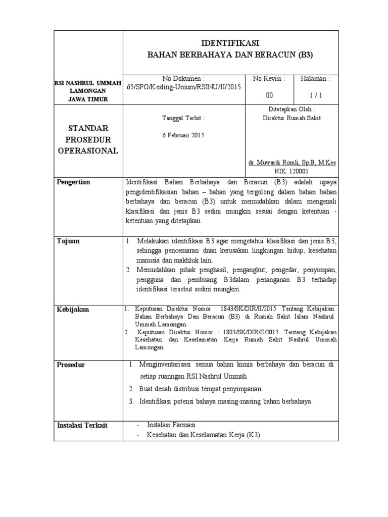 65 SPO Identifikasi B3 | PDF