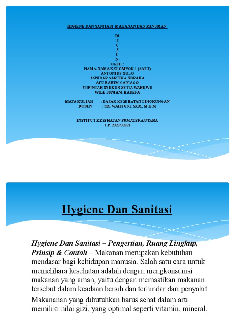 Hygiene & Sanitasi Makanan: Prinsip & Manfaat | PDF