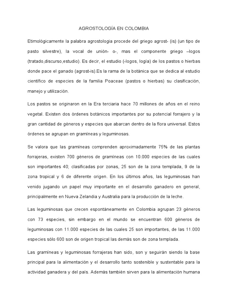 Agrostología en Colombia | PDF | Cereales | Agricultura