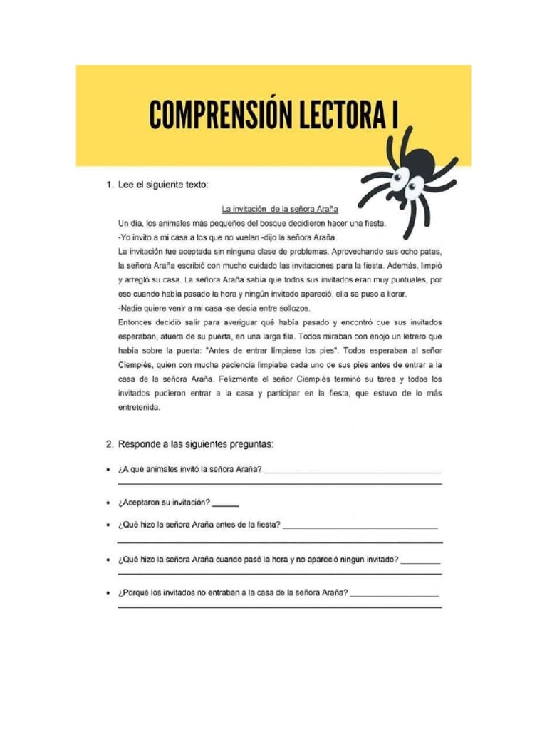 Lectura de Comprension para 3° y 4°. | PDF