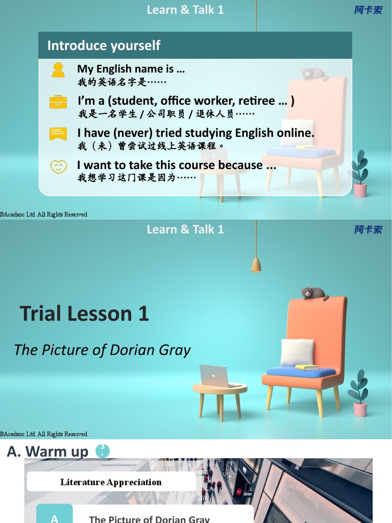 TRIAL LESSON NO 1 The Picture of Dorian Grey Teacher Monika 123729 ...