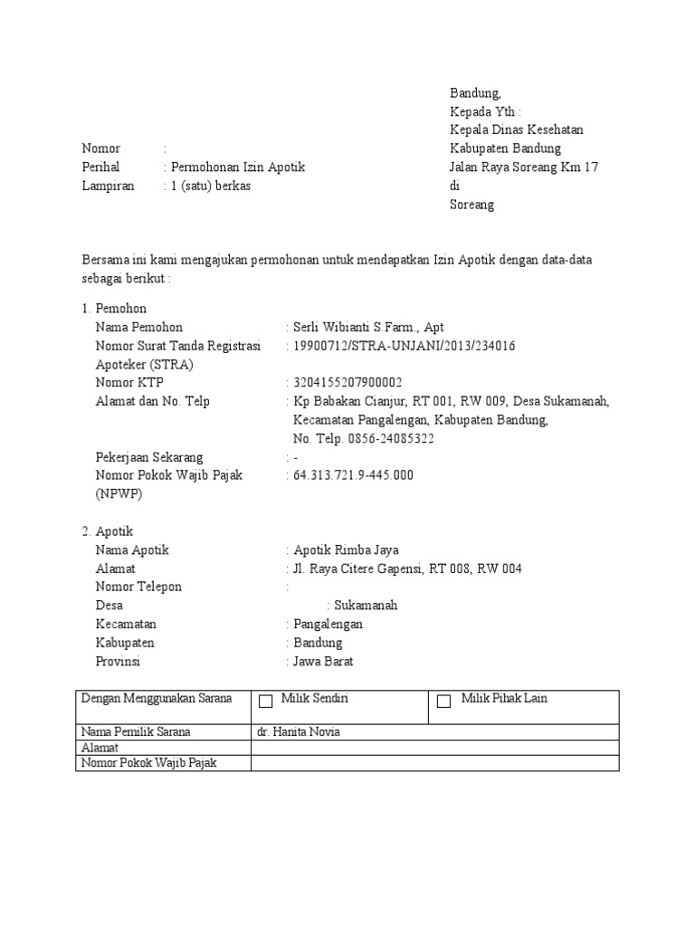 Surat Permohonan SIA | PDF