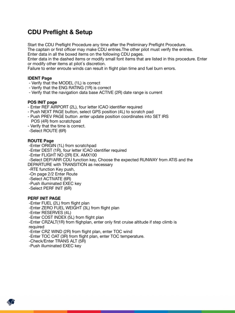CDU Preflight & Setup | PDF | Aviation Safety | Aeronautics