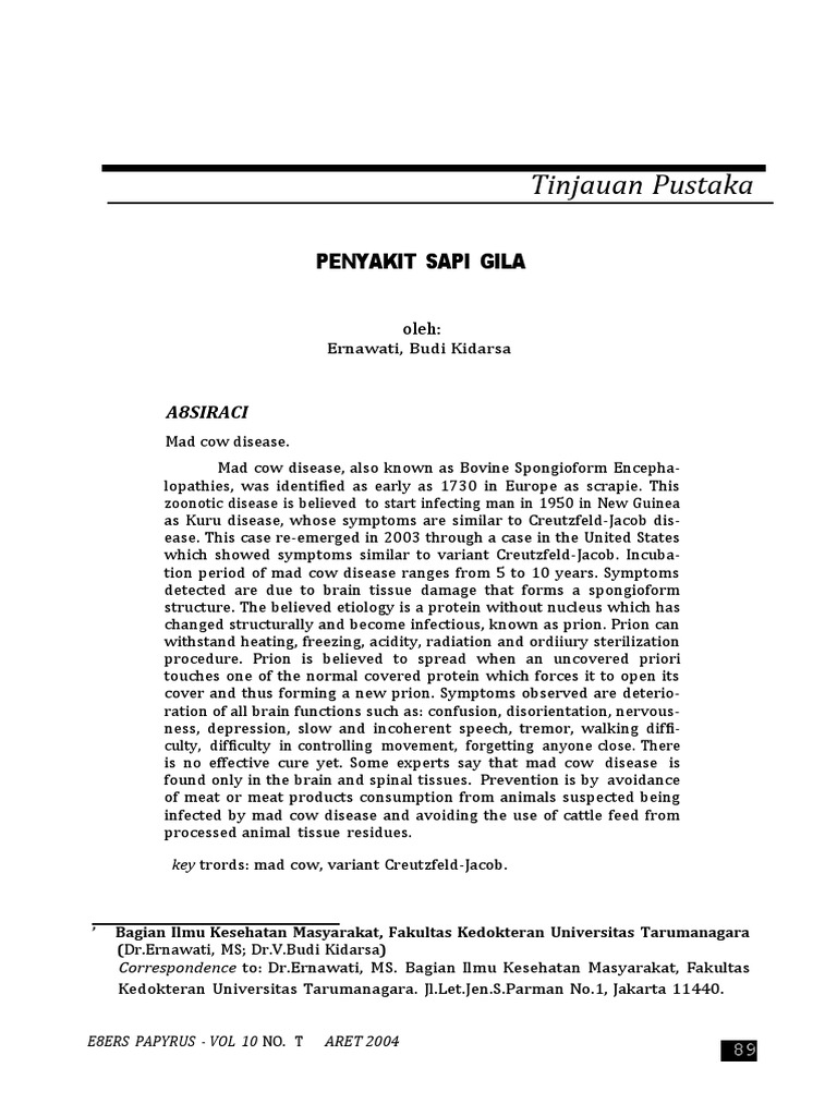 Penyakit Sapi Gila | PDF | Animals And Humans | Health Sciences