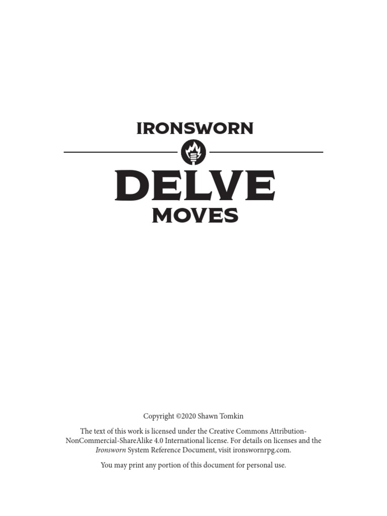 Ironsworn Delve Moves Reference | PDF