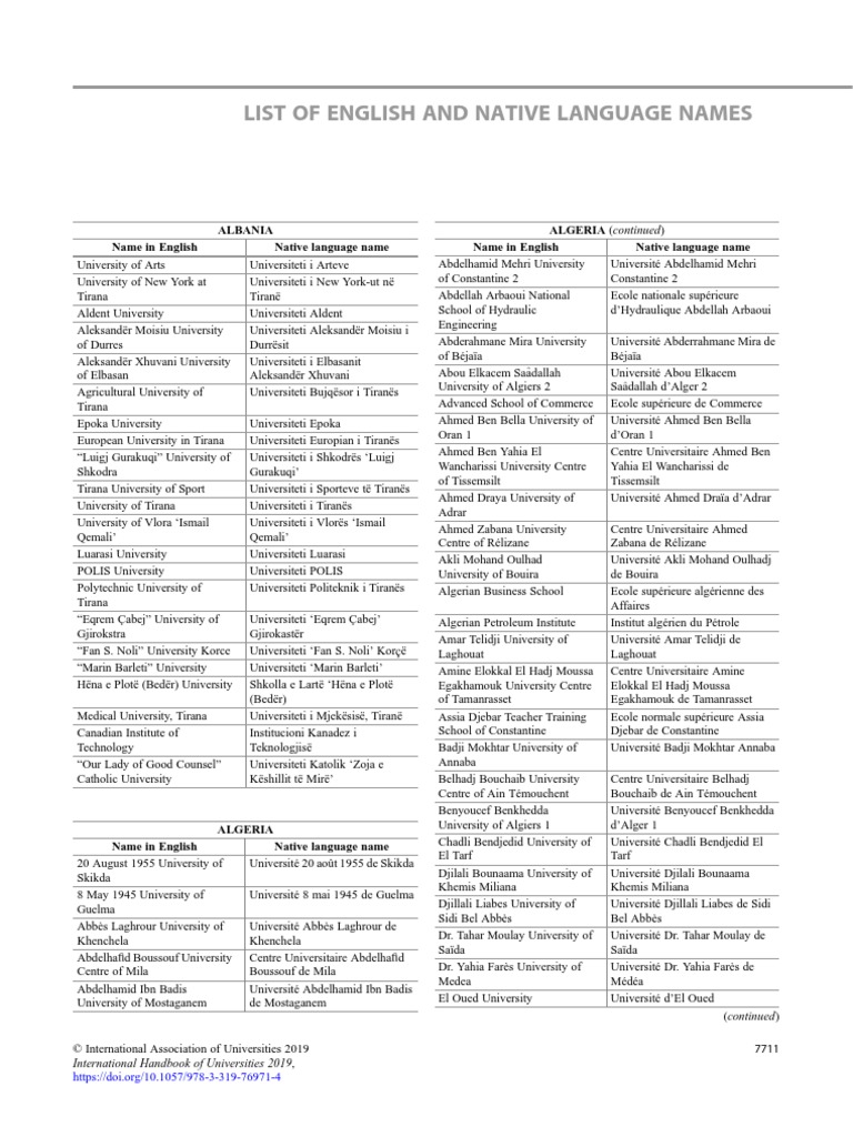 List of English and Native Language Names | Download Free PDF ...