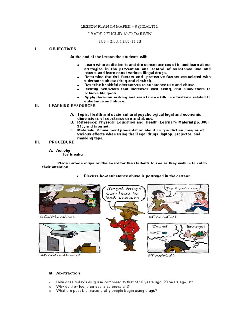 Grade 9 Drug Abuse Lesson Plan | PDF | Substance Abuse | Risk