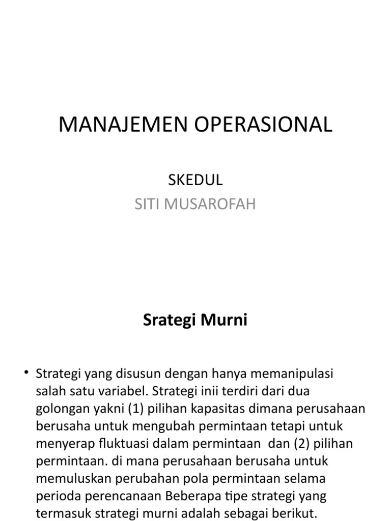Manajemen Operasional Skedul | PDF