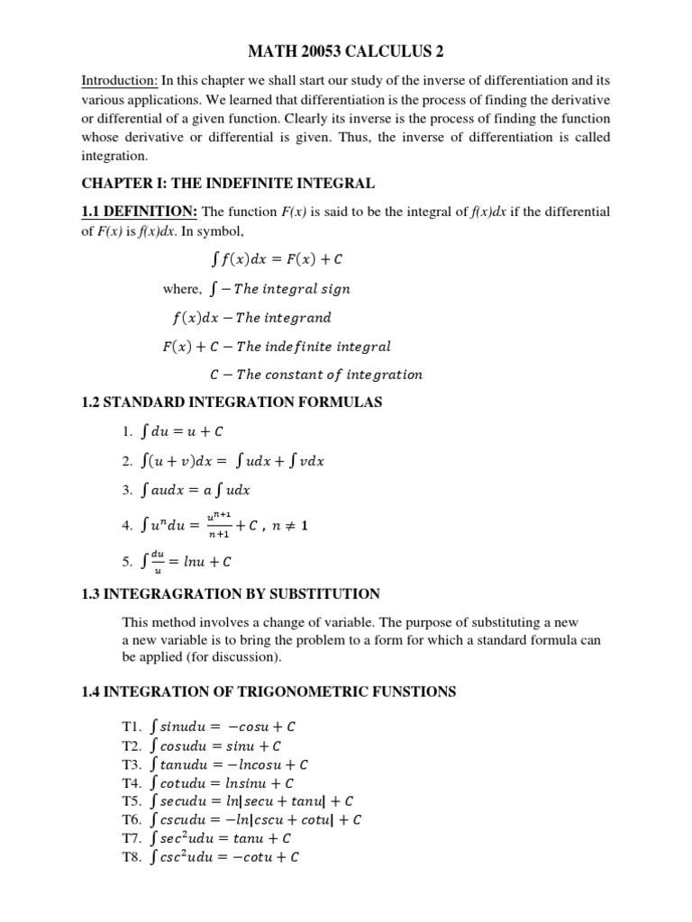 Summary of Formulas | PDF | Factorization | Integral