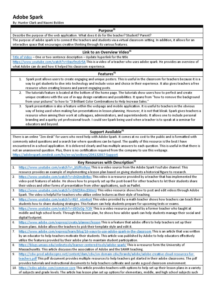 Adobe Spark | PDF | Teachers | Lesson Plan