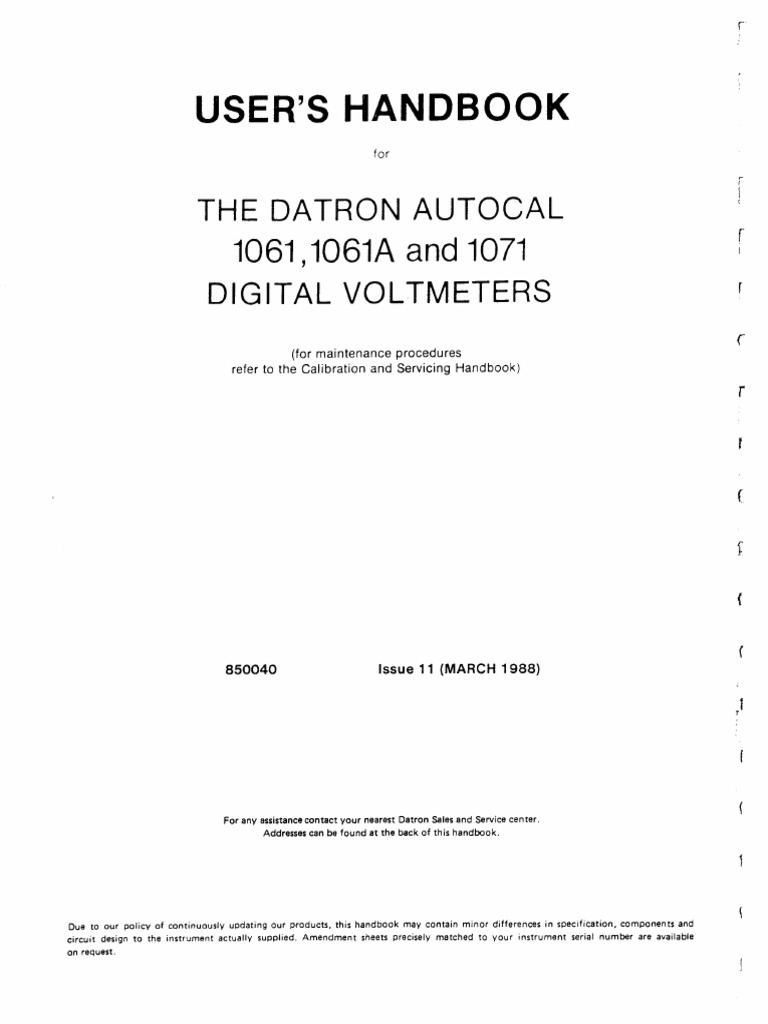 Datron 1061 61A 71 | PDF
