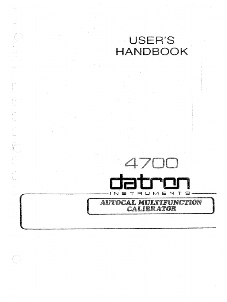 Datron 4700 User | PDF