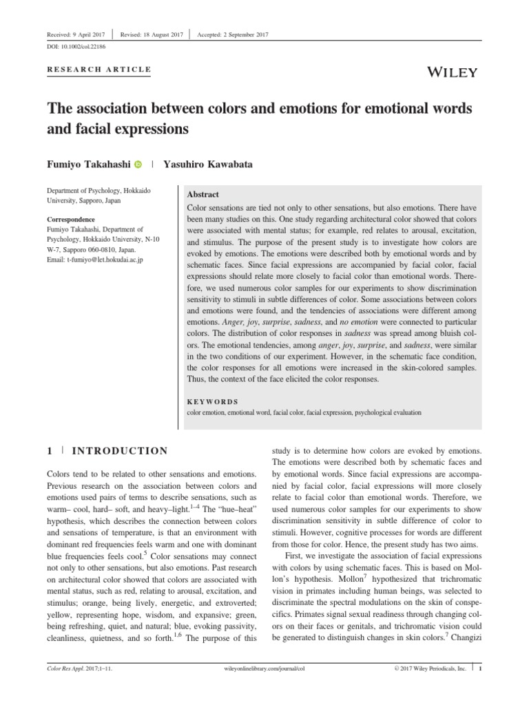 The Association Between Colors and Emotions For Emotional Words and ...