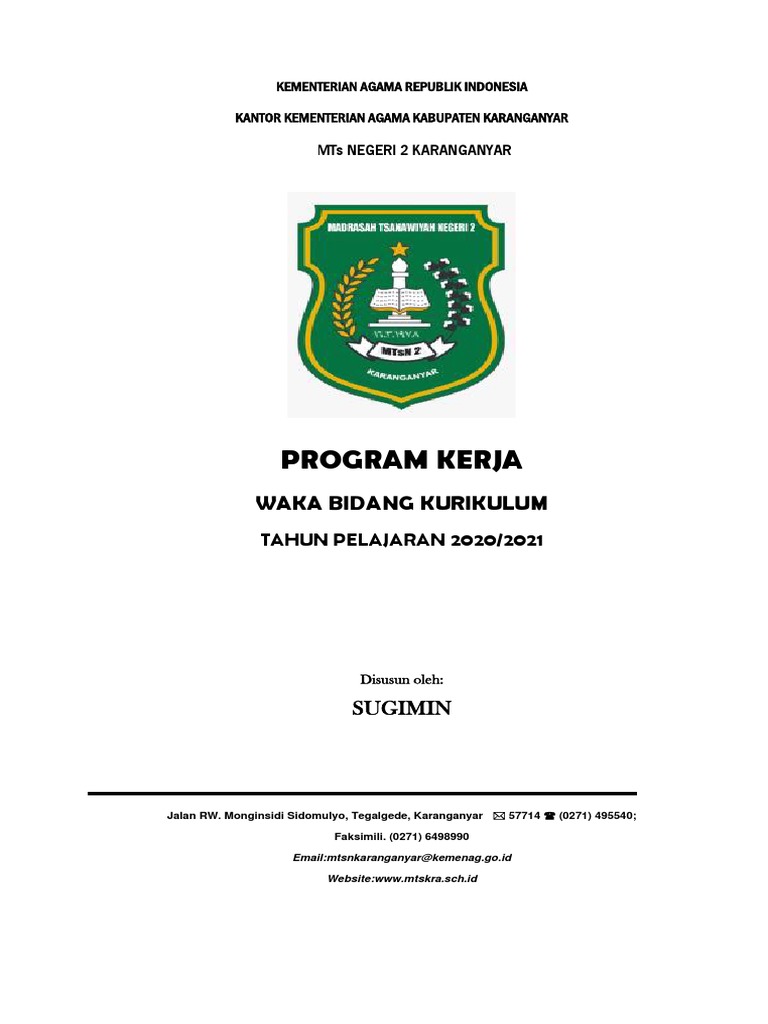 Program Kerja Kurikulum MTsN 2 Karanganyar | PDF