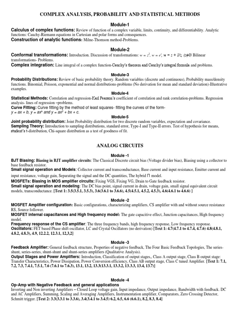 4th Sem Syllabus | PDF | Amplifier | Fourier Transform