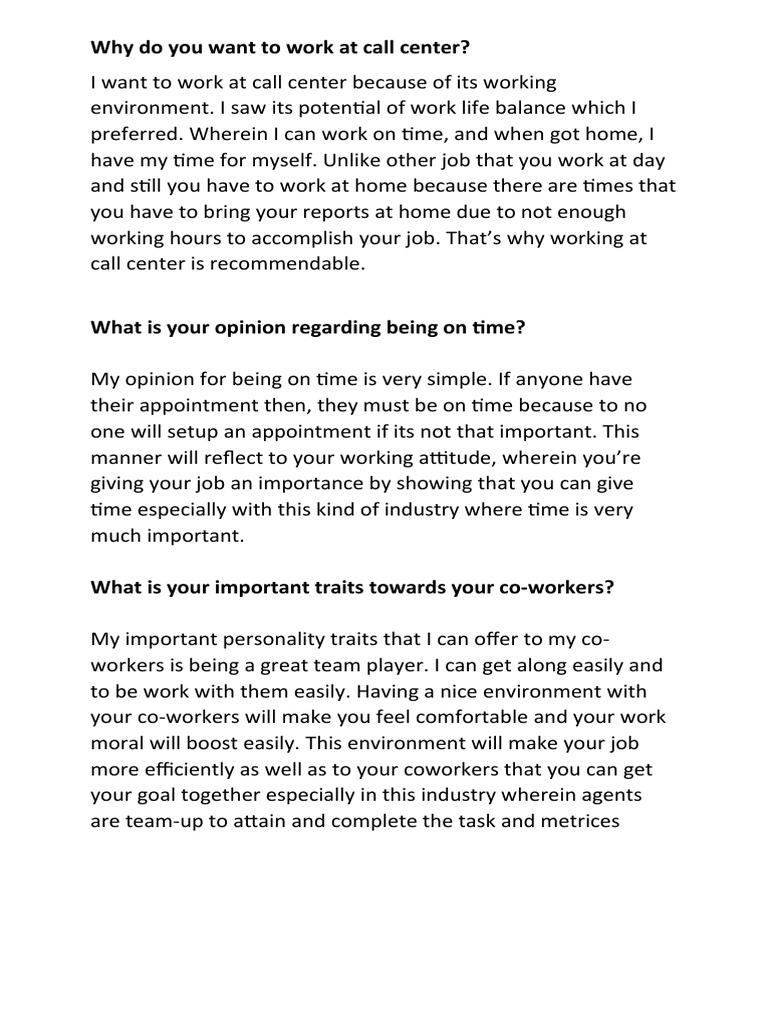 Why Do You Want To Work at Call Center? | PDF | Theft | Human Nature