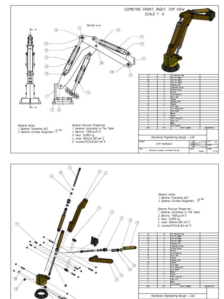 Arm Hydraulic Assembly Drawing | PDF | Mechanical Engineering ...