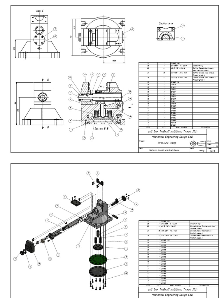 Assembly and Detail Drawing Pressure Clamp | PDF | Screw | Tools