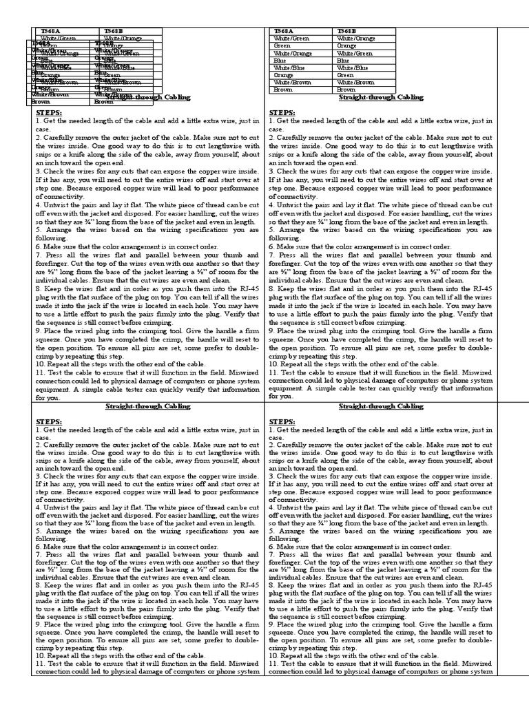 Straight-Through Cabling Steps: Straight-Through Cabling Steps | PDF ...