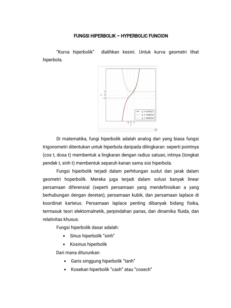 Fungsi Hiperbolik dalam Matematika | PDF