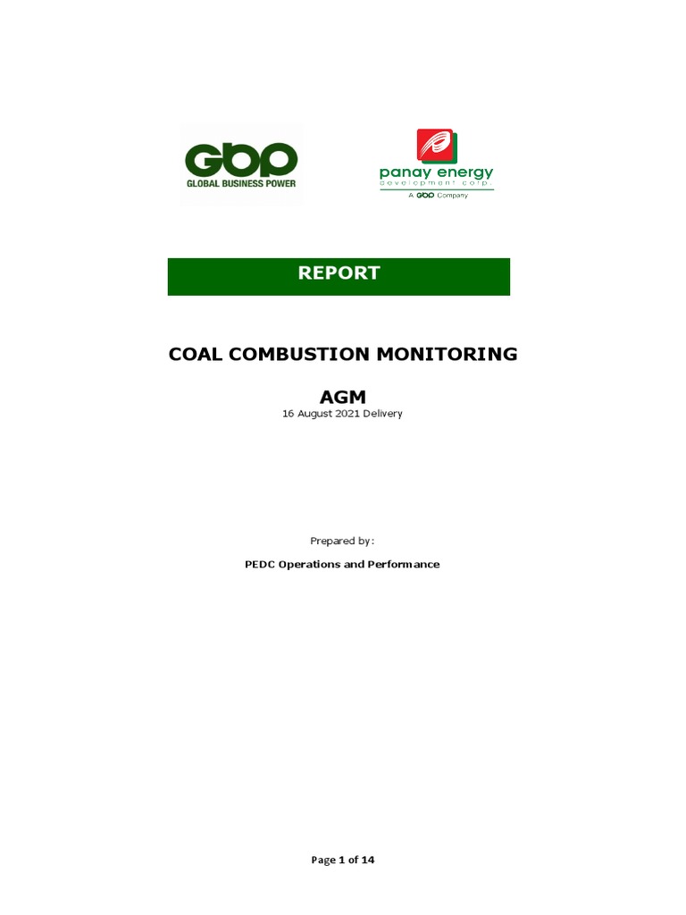 AGM Coal Combustion Monitoring Report | PDF | Coal | Chemistry