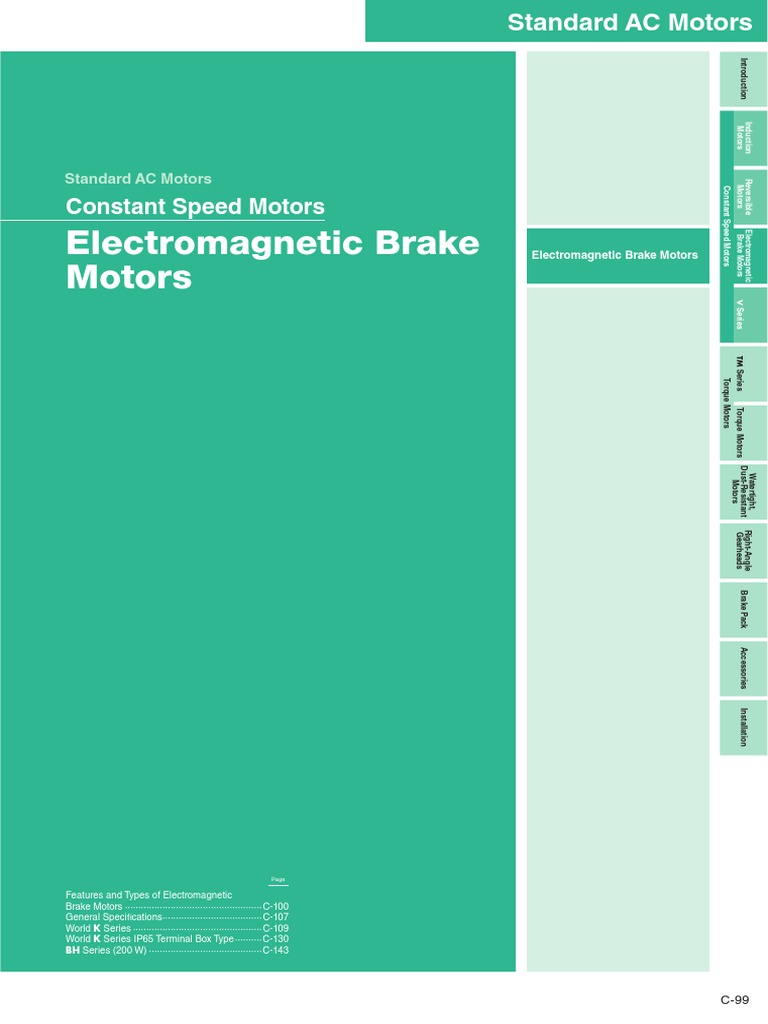 Electromagnetic Brake Motors Overview | PDF | Electric Motor ...