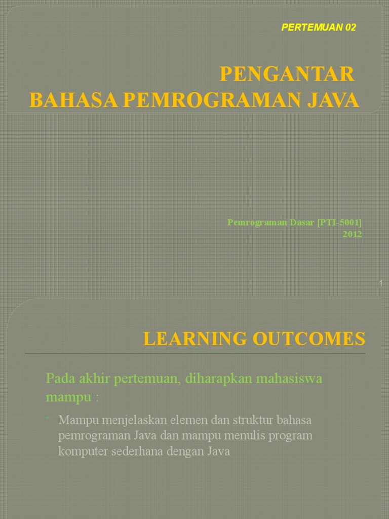 PD 02 Pengantar Bahasa Java | PDF
