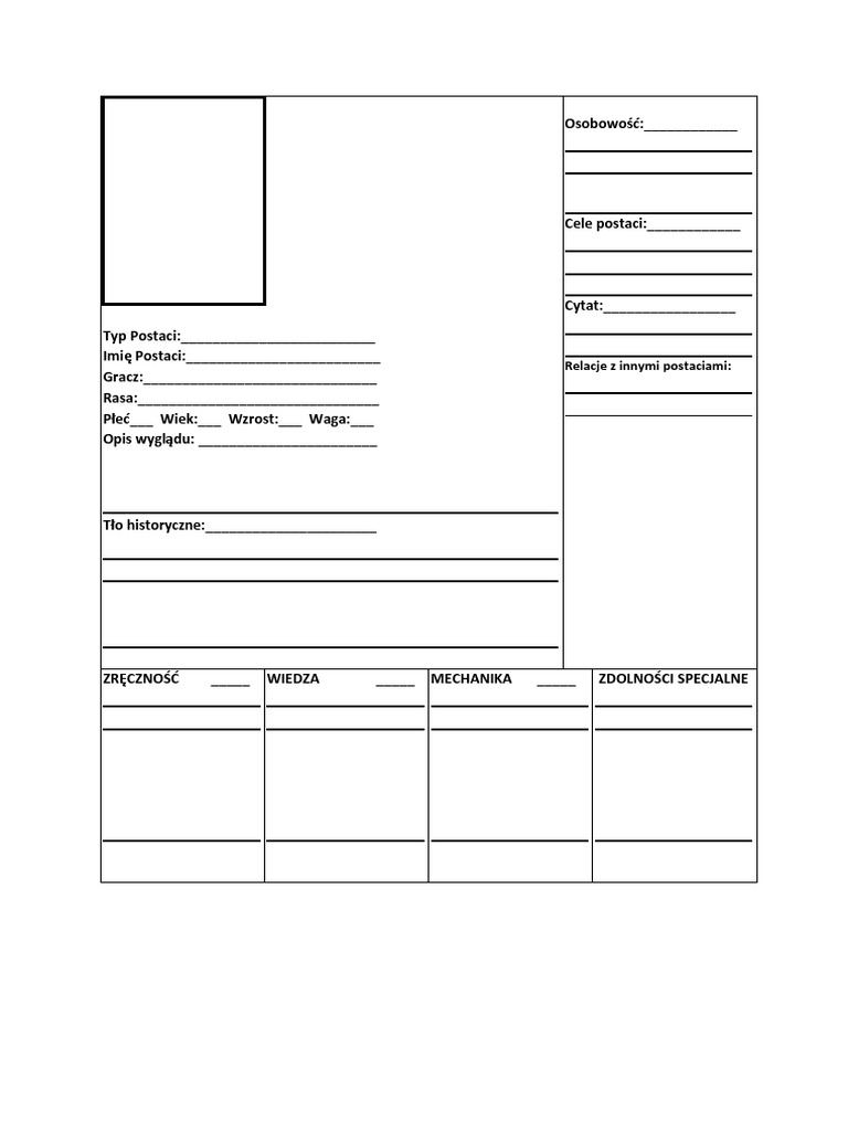 Karta Postaci Star Wars RPG | PDF