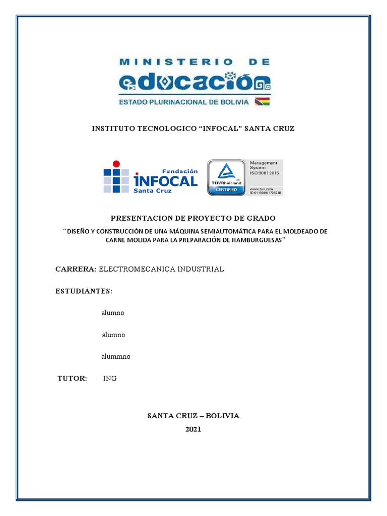 TAPA Y PORTADA Proyecto Final Infocal | PDF