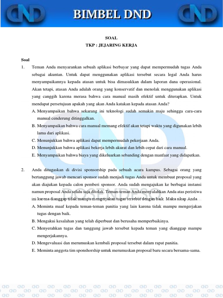 TKP Jejaring Kerja (Soal) | PDF