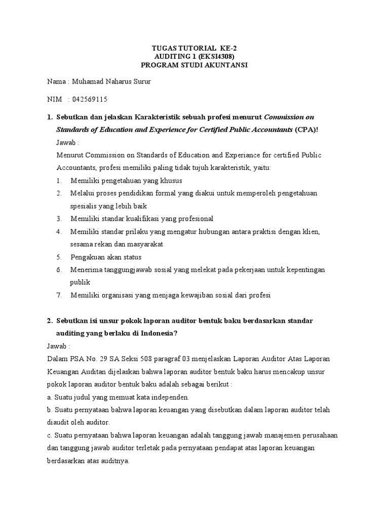 Tugas 2 Auditing - 042569115 | PDF