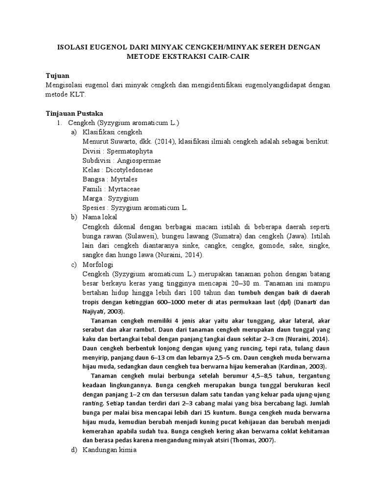 Isolasi Eugenol Dari Minyak Cengkeh | PDF