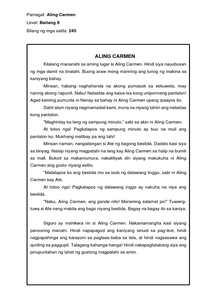 Format of Reading Materials in Grade 8 | PDF