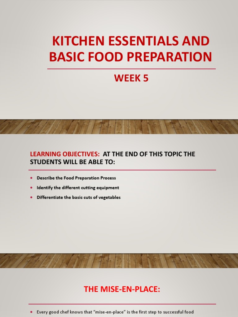 Kitchen Essentials and Basic Food Preparation: Week 5 | PDF | Knife ...