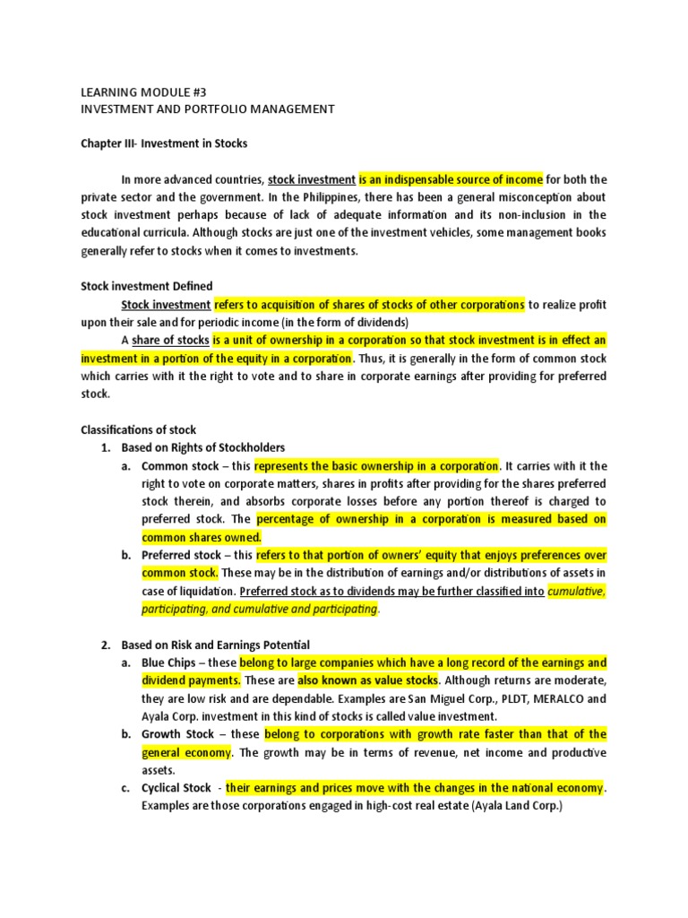 Understanding Stock Investment Basics | PDF | Stocks | Investing