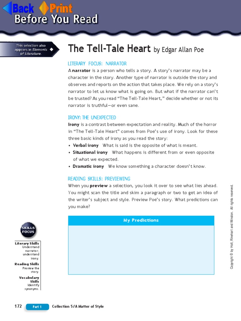Tell Tale Heart - Text | Download Free PDF | Irony | Narration