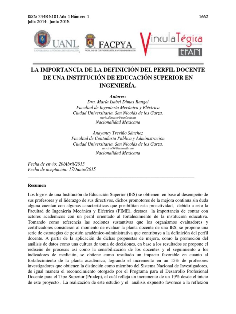 Definición Perfil Docente | PDF | Maestros | Educación más alta